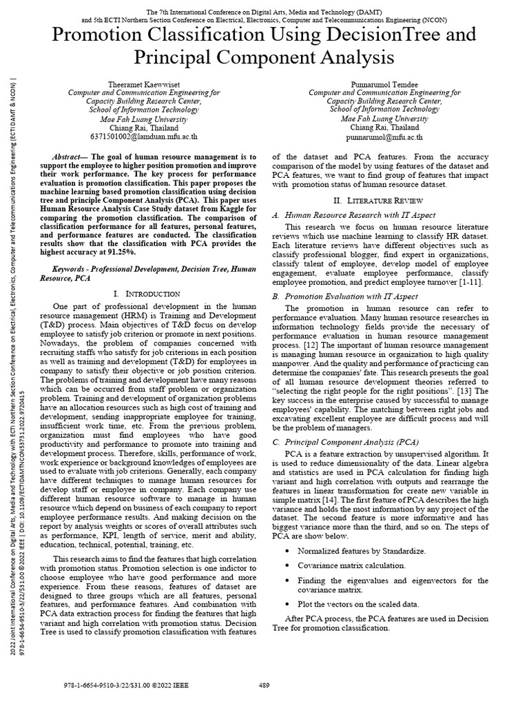 Promotion Classification with PCA and Decision Tree | PDF | Principal ...