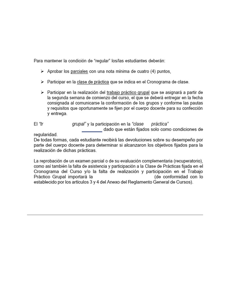 Requisitos de Regularidad en Cursos | PDF