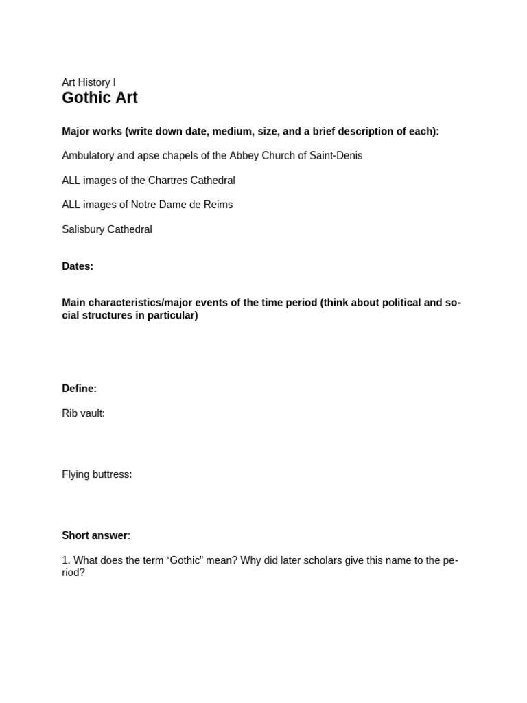 Gothic Worksheet | PDF