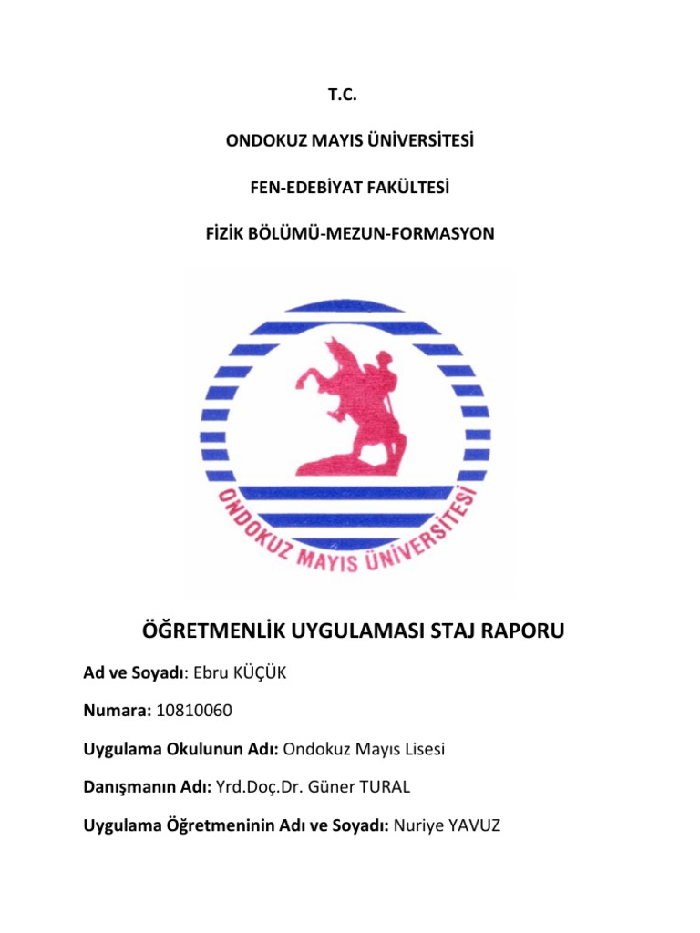 Staj Raporu (Öğretmenlik Uygulaması) | PDF