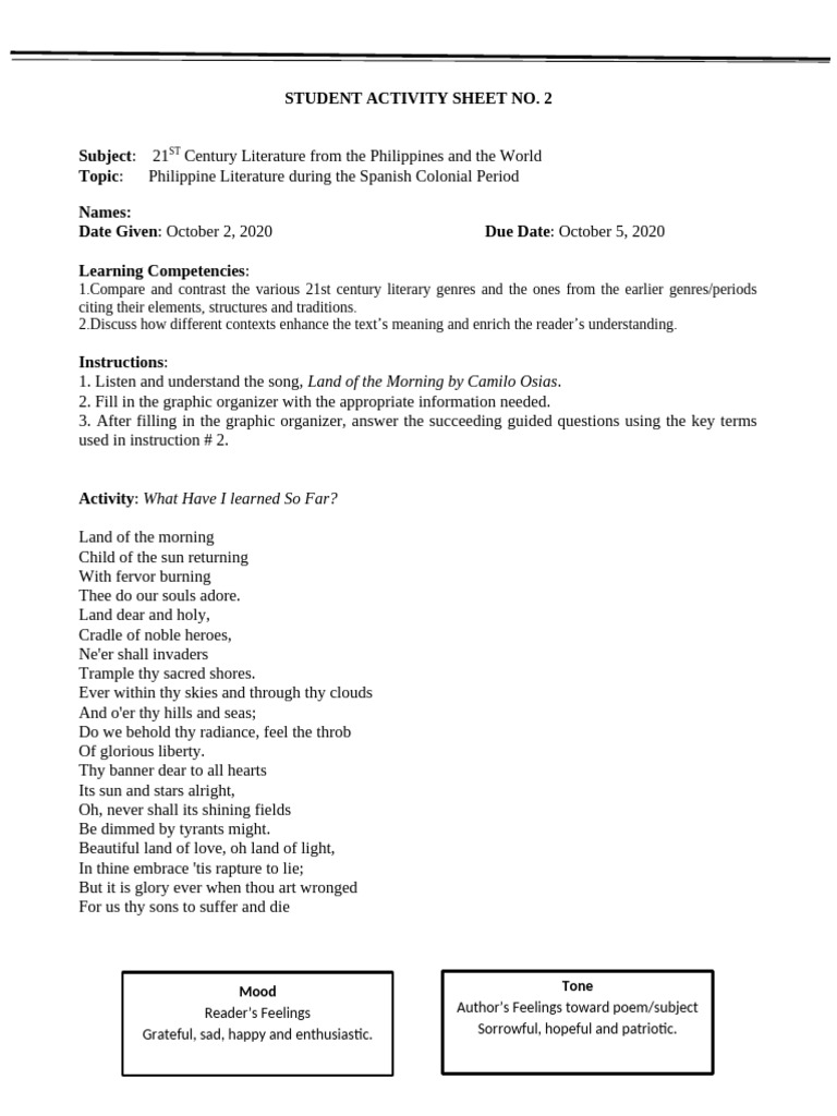 Template - Activity 2 Spanish Colonial Period | PDF