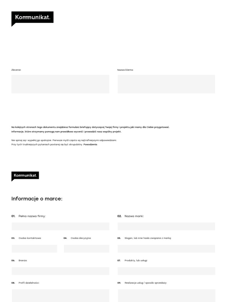 Brief Formularz Bareo | PDF