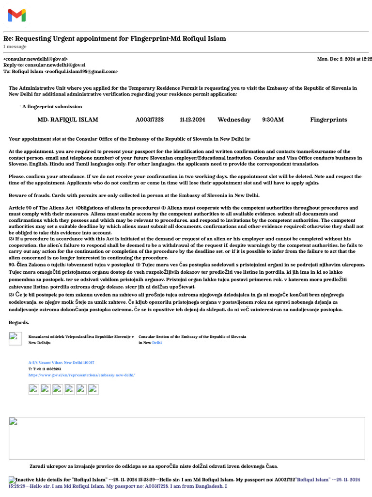 Gmail - Re - Requesting Urgent Appointment For Fingerprint-Md Rofiqul ...