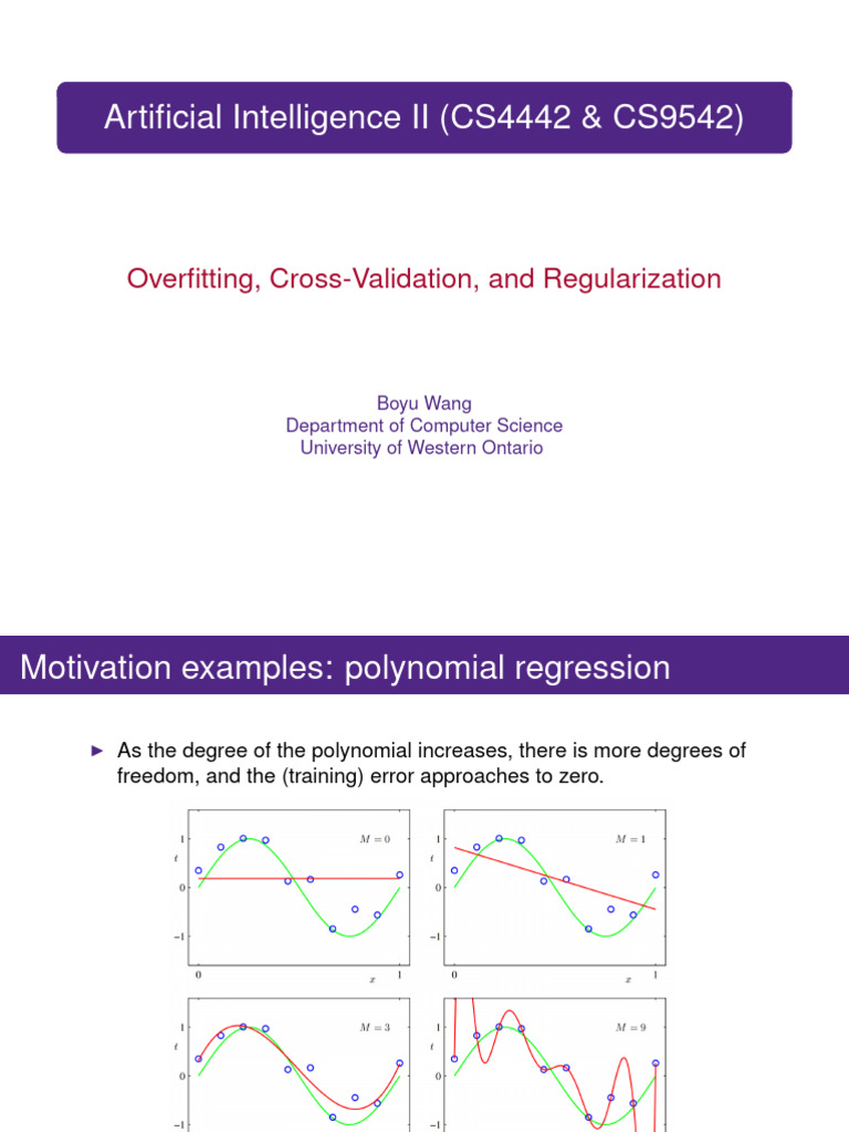 Lecture 4 Regularization Pdf Cross Validation Statistics