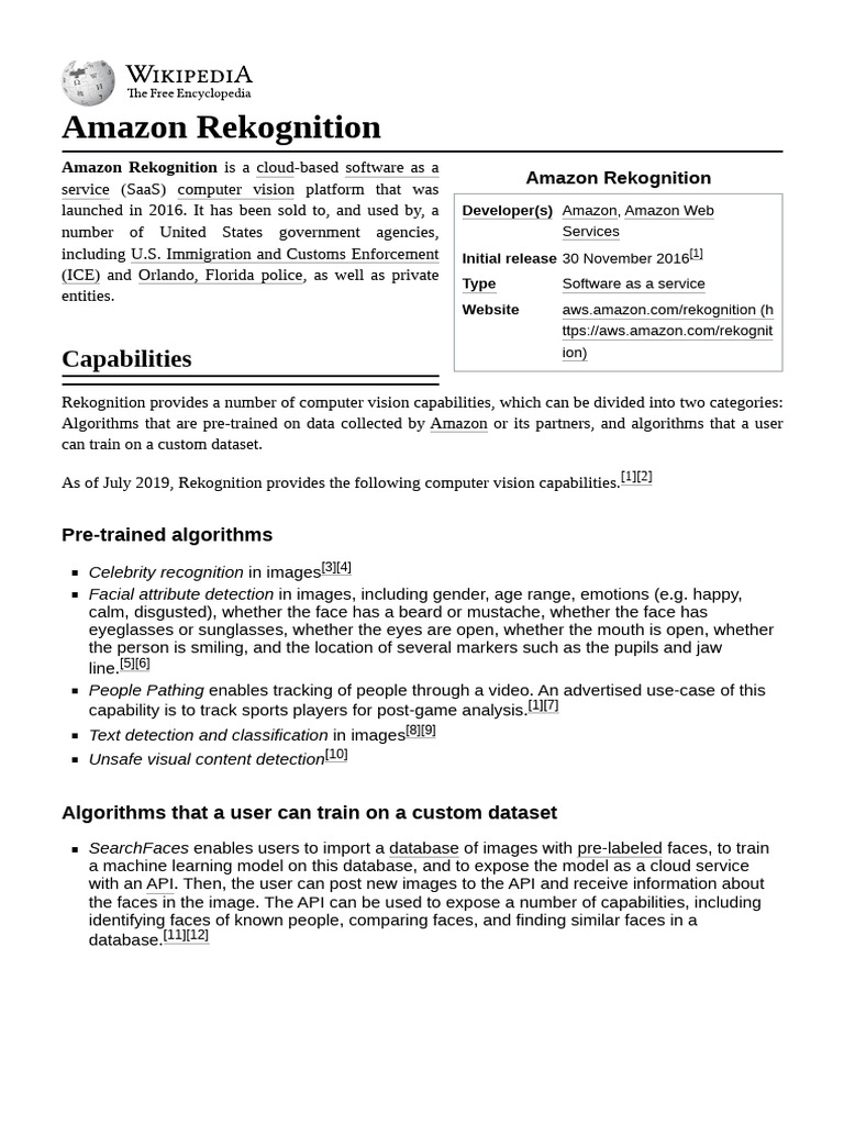 Amazon_Rekognition | PDF | Computing | Information Technology