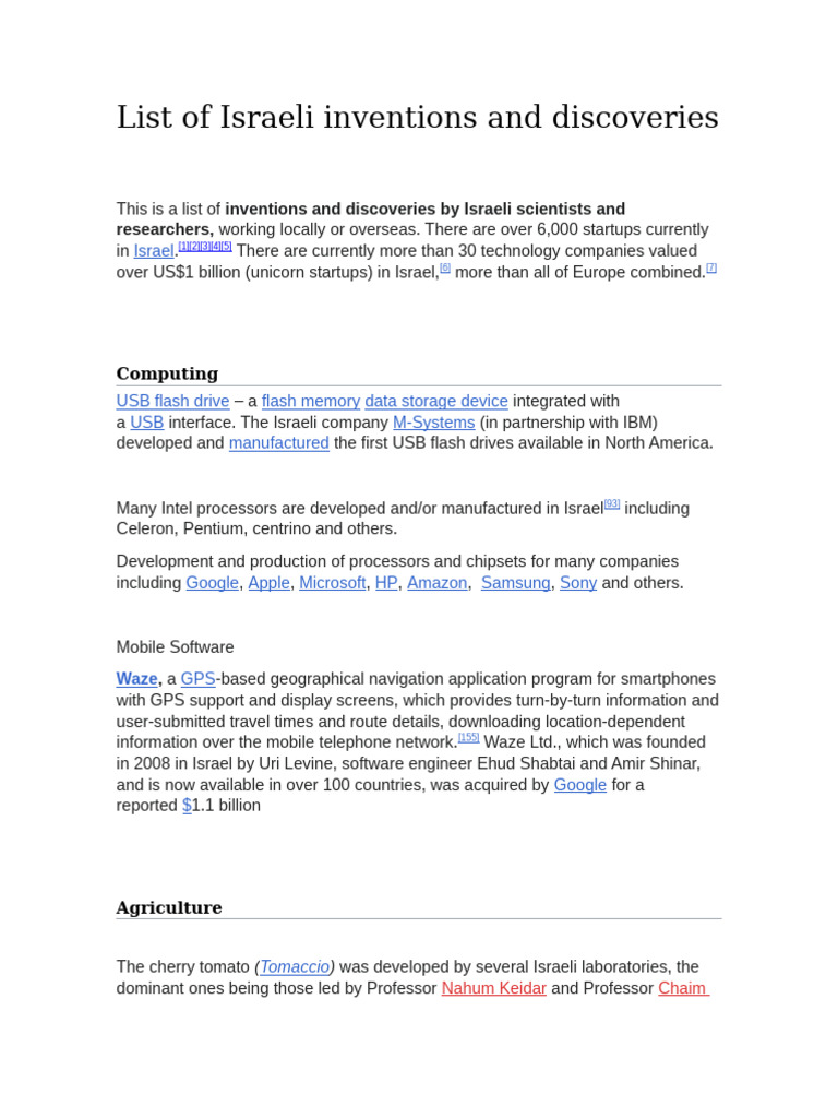 List of Israeli Inventions and Discoveries | PDF