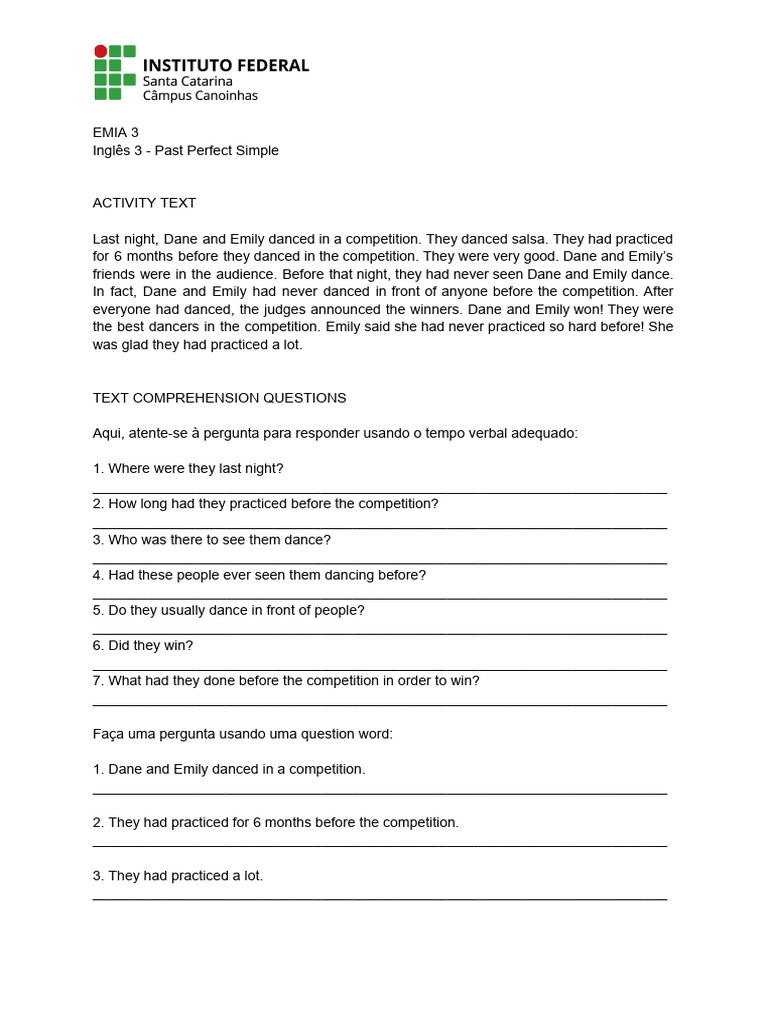 Past Perfect Simple Handout | PDF