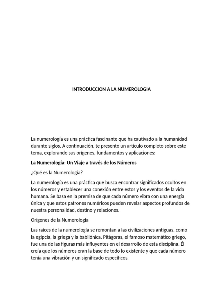 Introduccion A La Numerologia | PDF