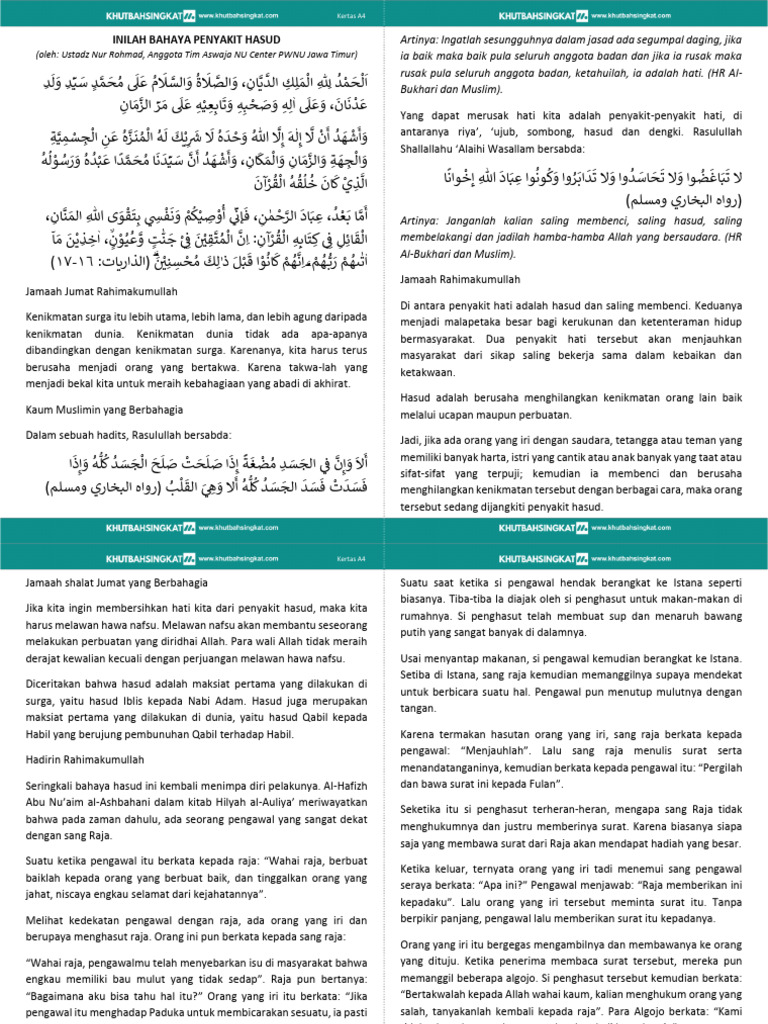 Bahaya Penyakit Hasud dalam Islam | PDF