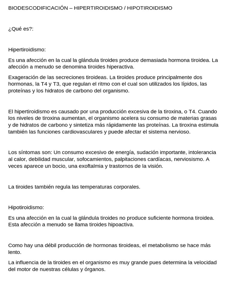 Hipertiroidismo Hipotiroidismo | PDF | Tiroides | Hipertiroidismo