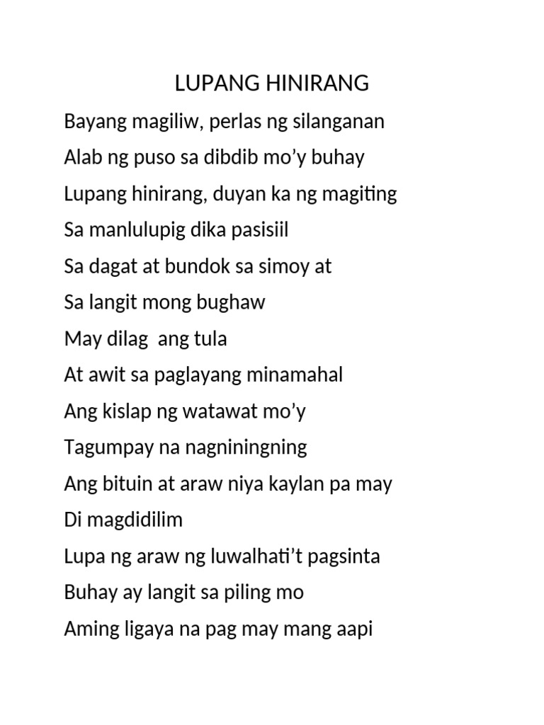 LUPANG HINIRANG | PDF