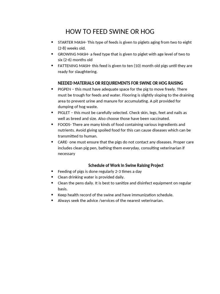 How To Feed Swine or Hog | PDF