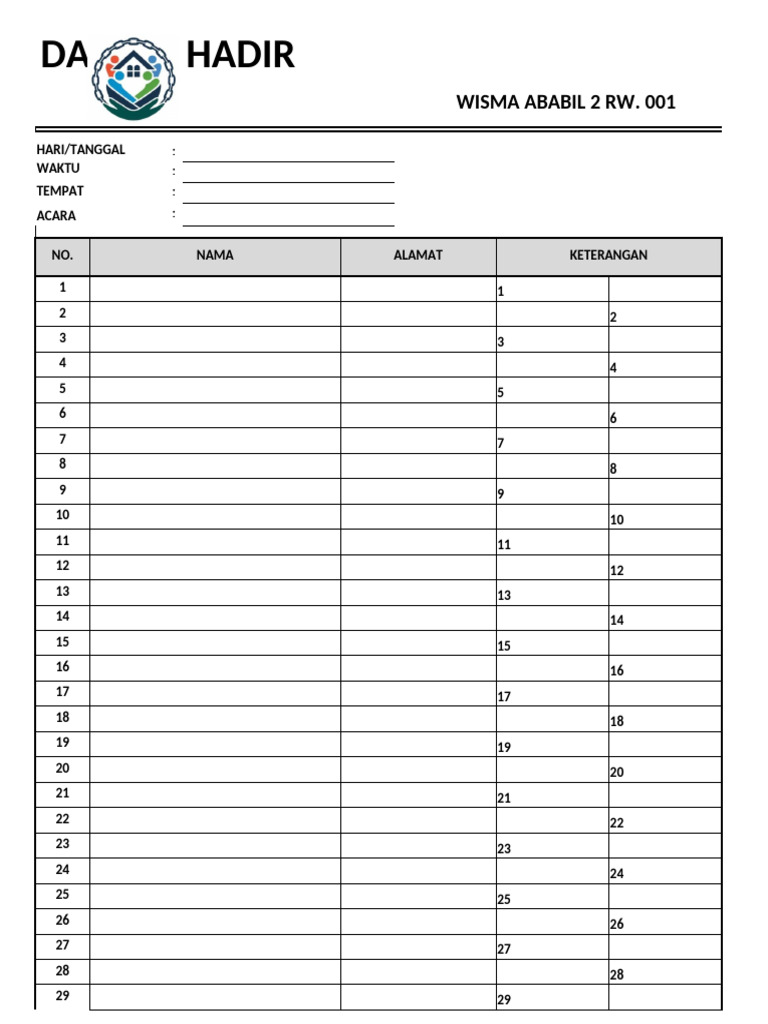 Daftar Hadir WB-2 | PDF