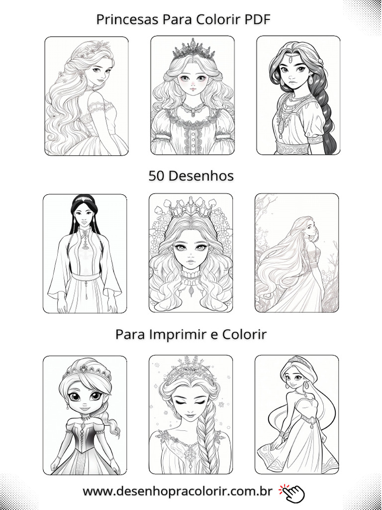Desenhos Para Colorir e Imprimir PDF Princesas | PDF