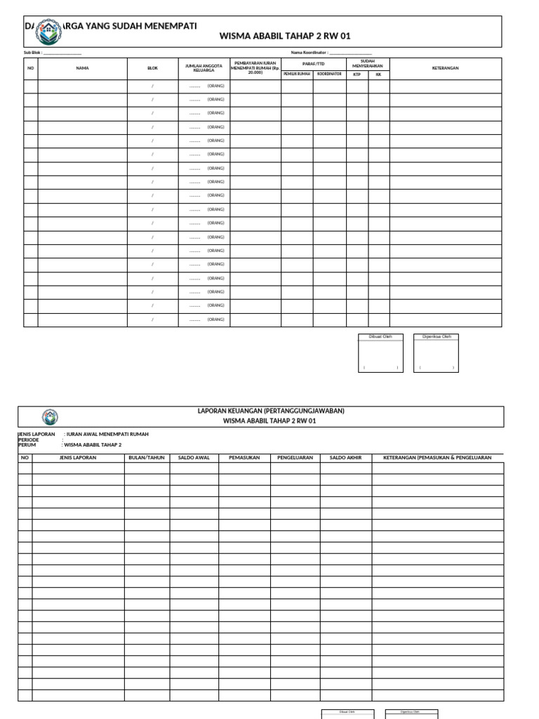Data Warga Wisma Ababil RW 01 | PDF