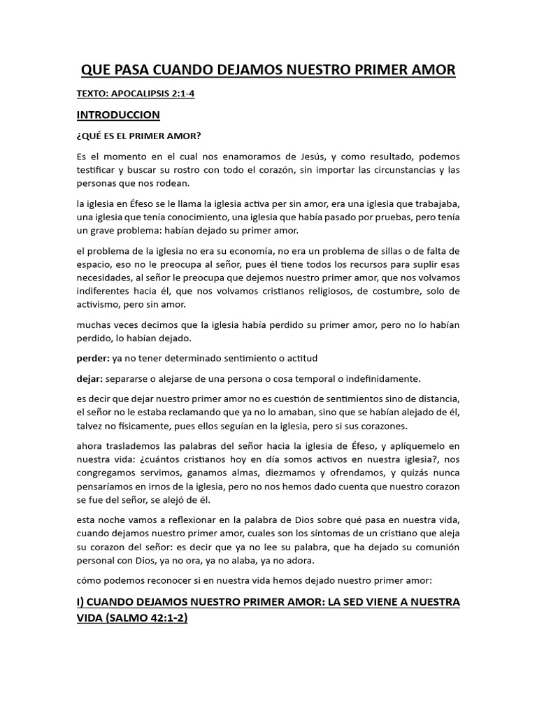 Volviendo al Primer Amor en Cristo | PDF | Amor | Cristo (título)