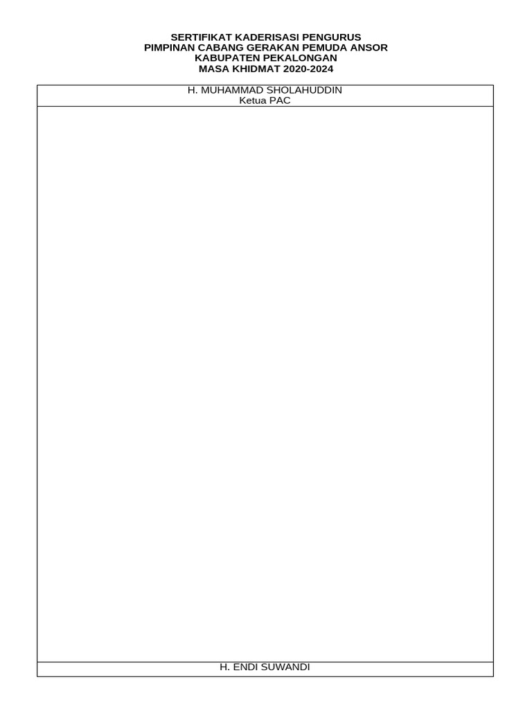 Sertifikat Kaderisasi | PDF