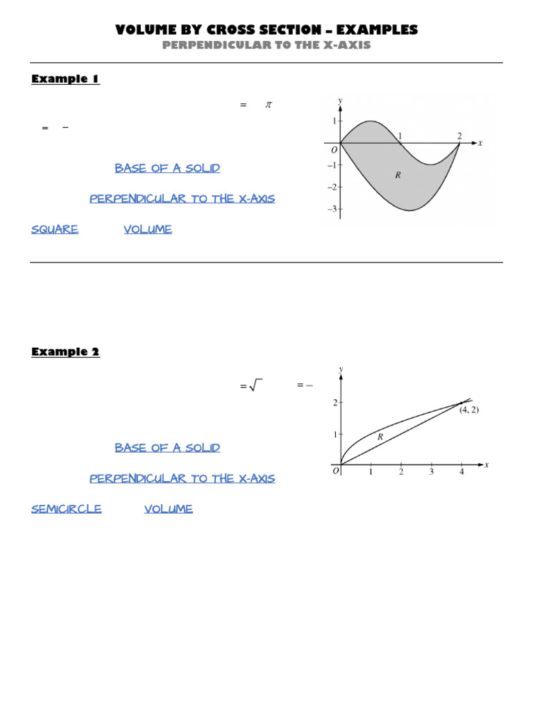 Volume by Cross Section Examples | PDF