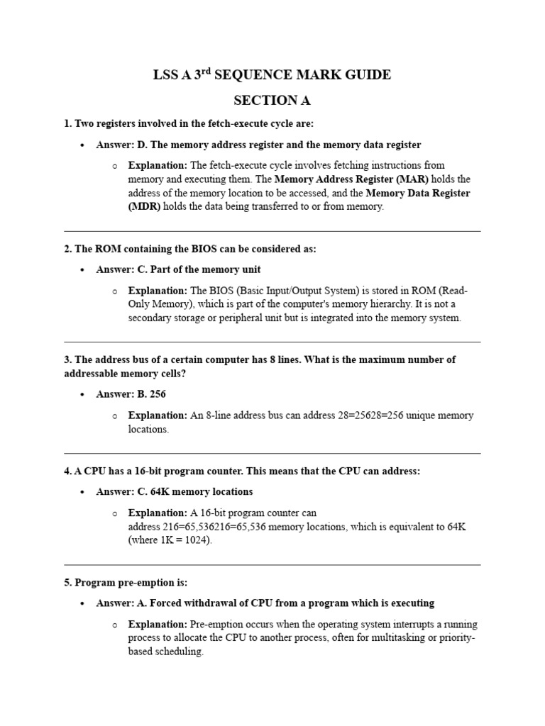 LSS A 3rd SEQUENCE MARK GUIDE | PDF | Random Access Memory | Computer Data Storage