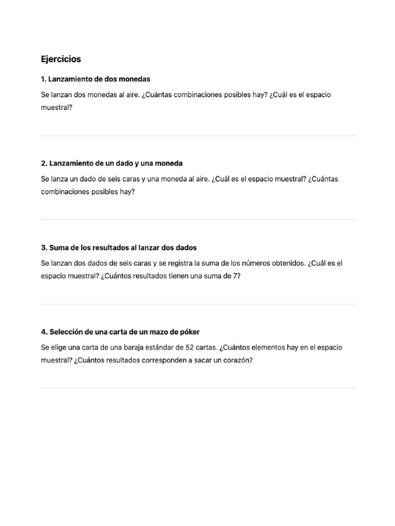 Ejercicios de Espacios Muestrales | PDF