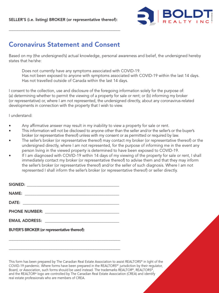 Crea Covid Form - Editable | PDF