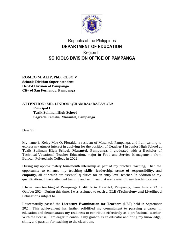 Teacher Application for Tarik Suliman HS | PDF