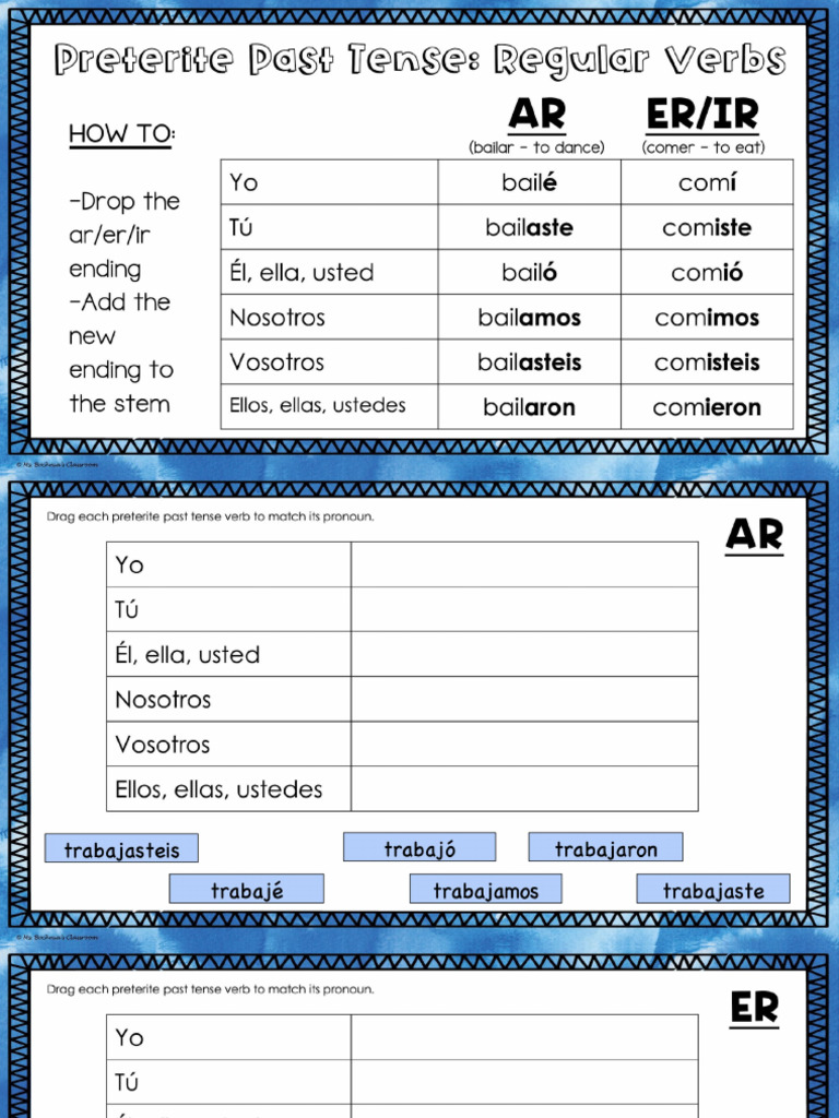 Paris Handy - Slides Preterite Tense Regular Verbs | PDF
