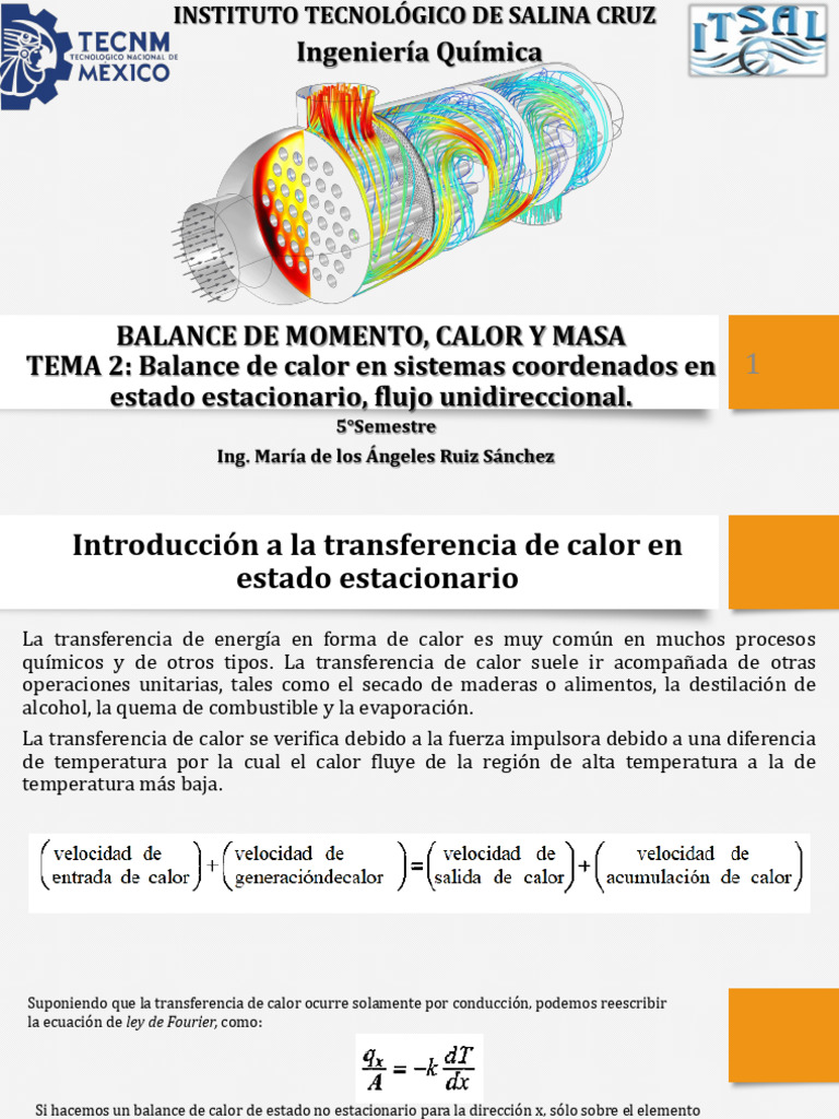 TEMA 2 BALANCE DE CALOR EN ESTADO NO ESTACIONARIO 2024_035456 (1) | PDF | Conduccion termica ...