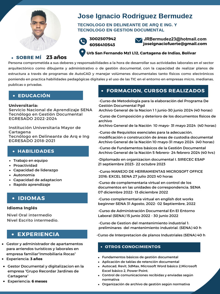 Hoja de Vida Jose Rodriguez Delineante de Arq e Ing y Tecnologo en Gestion Documental (2) (1 ...