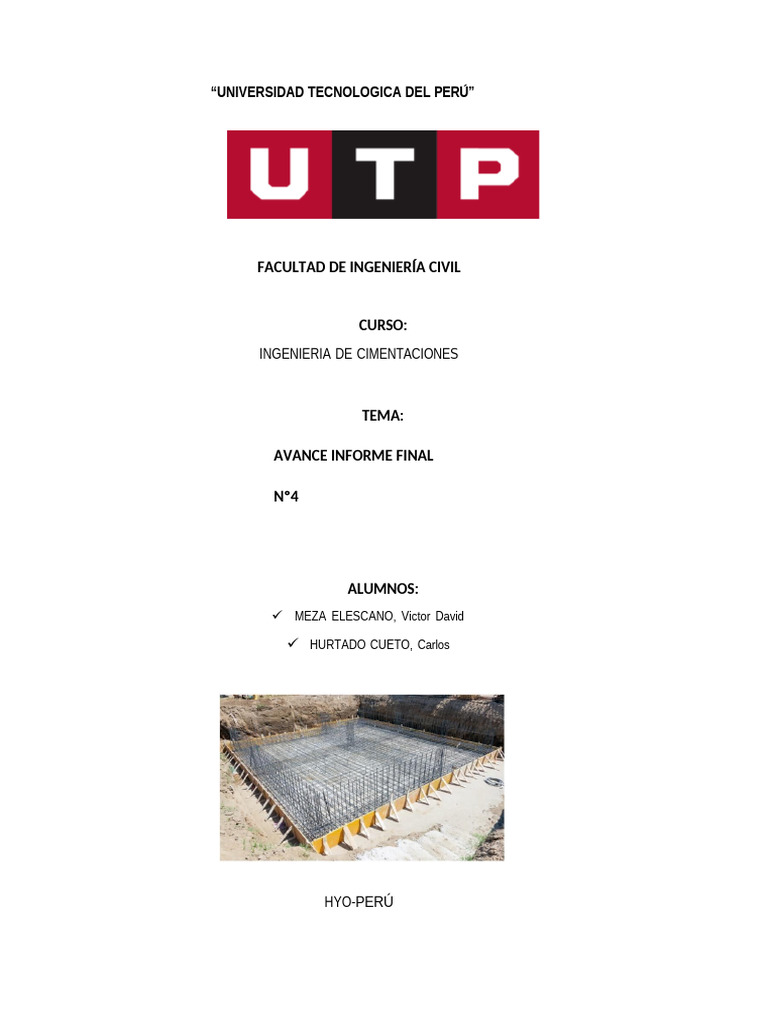 Proyecto Final Cimentaciones | PDF | Fundación (Ingeniería) | Fundación profunda