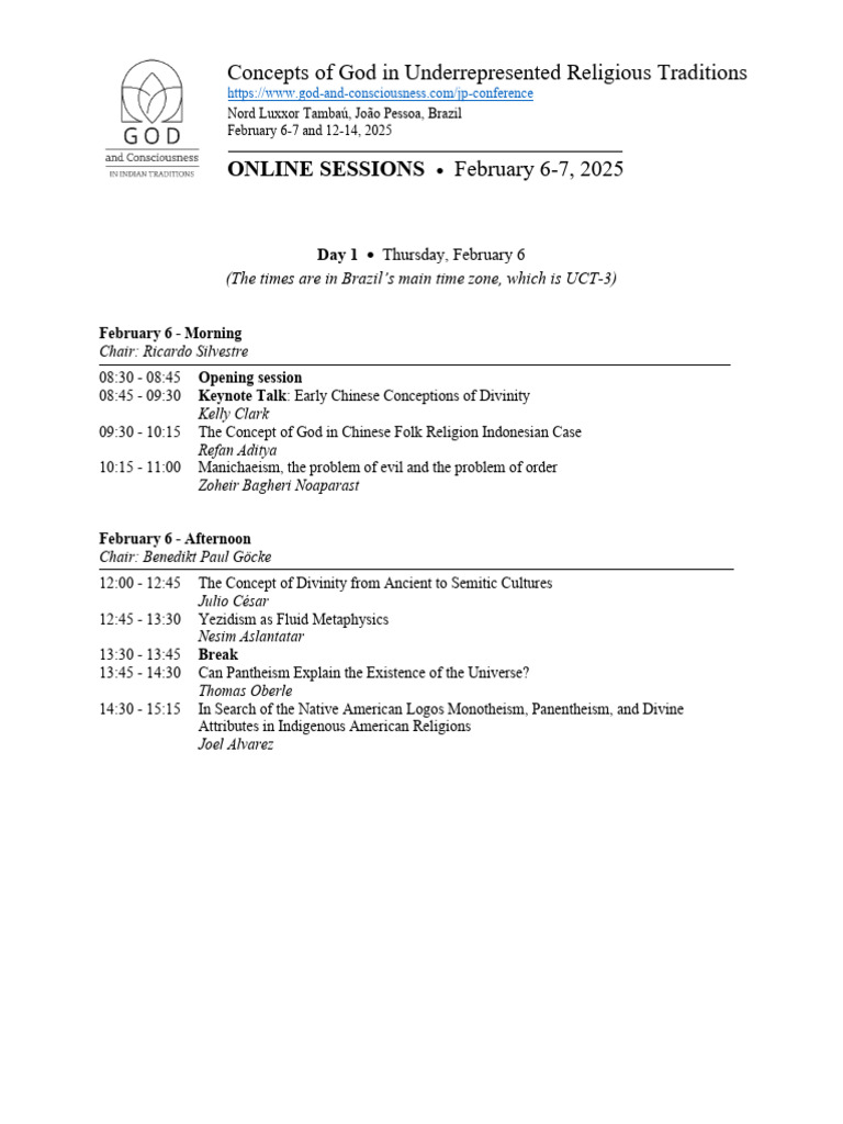 Conference Program - Concepts of God in Underrepresented Religious ...