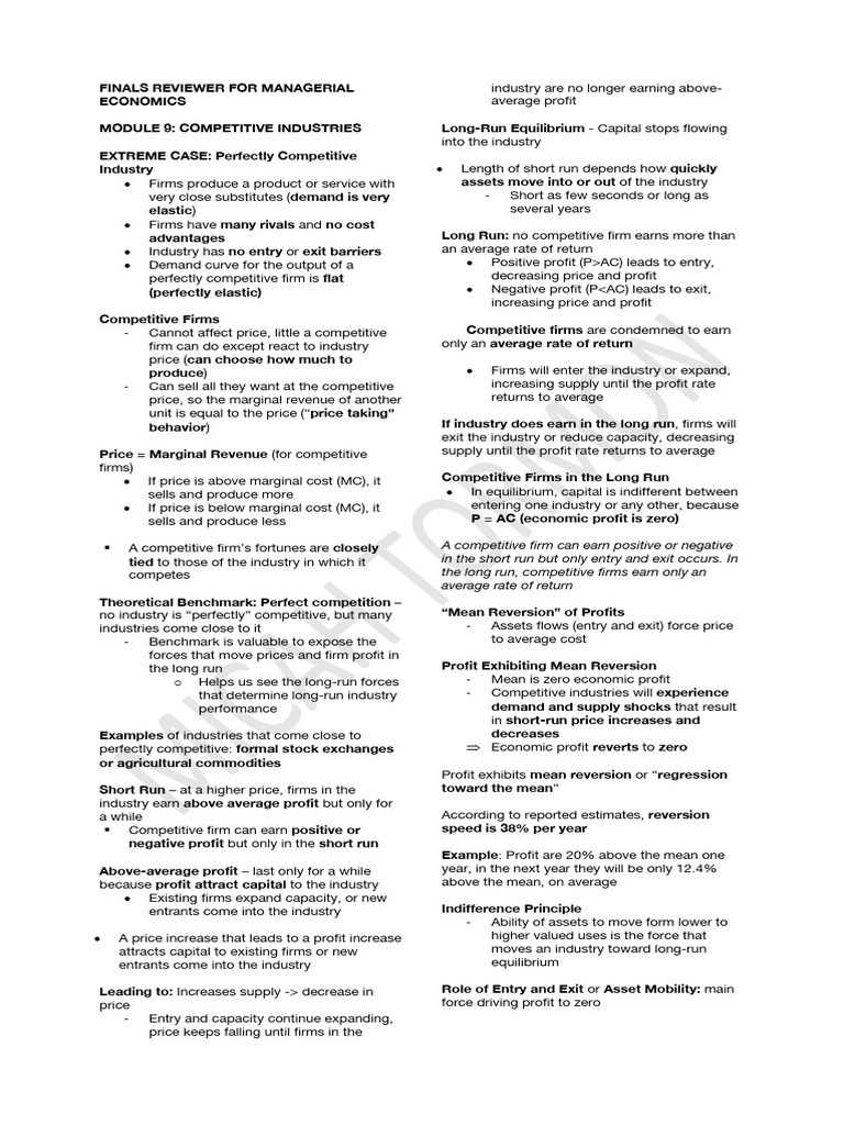 Manecon Finals Reviewer Tormon | PDF | Profit (Economics) | Demand