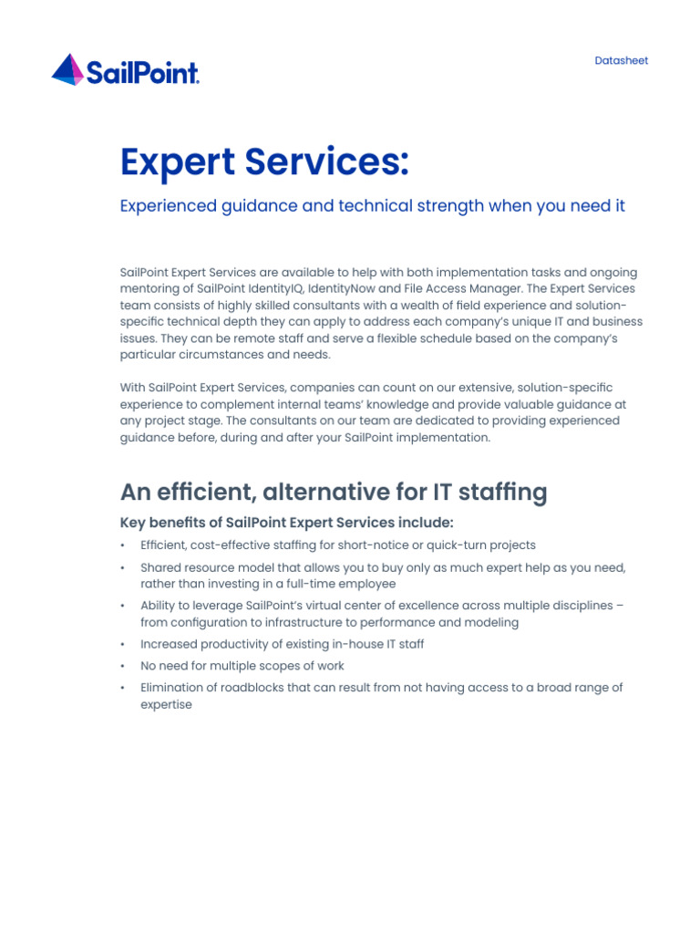 SailPoint Expert Services DS1045 | PDF | Expert | Mentorship