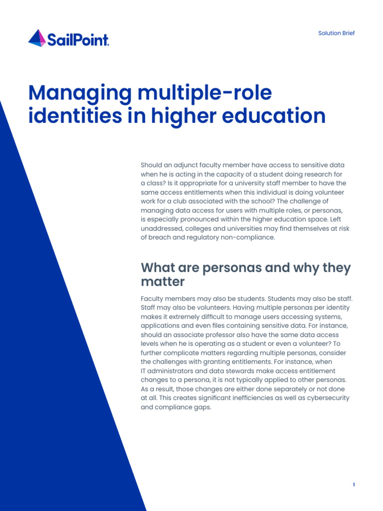 SailPoint Managing Multiple Role Identities Education SB1204 | PDF | Computer Security | Security