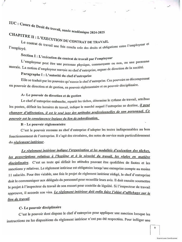 2 L'exécution Du Contrat de Travail | PDF