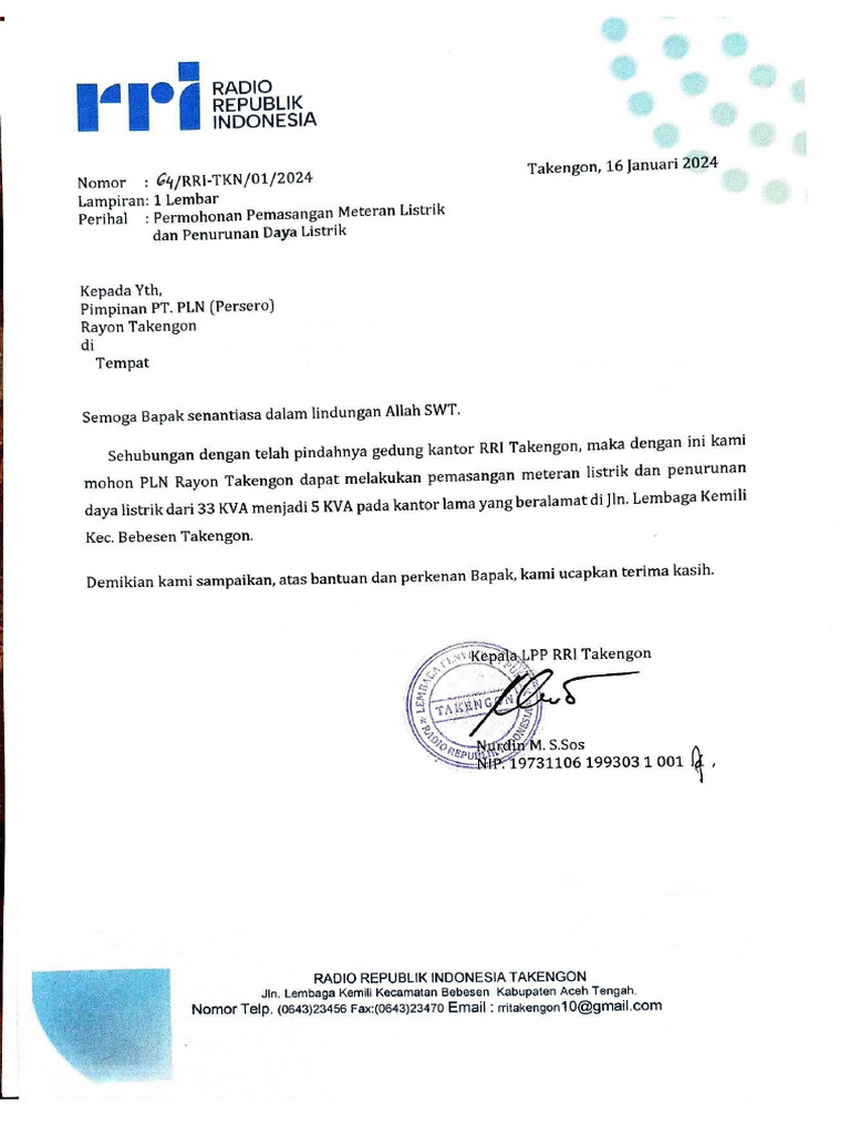 surat_permohonan_pemasangan_meteran_listrik_dan_penurunan_daya_listrik ...