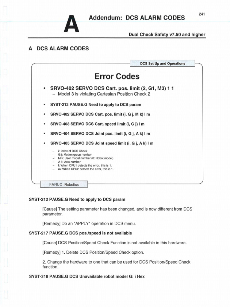 11 Addendum A DCS Alarm Codes | PDF