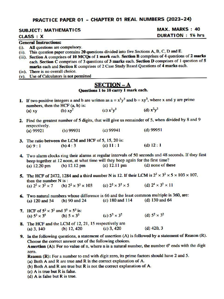 CH-1 Question Paper | PDF