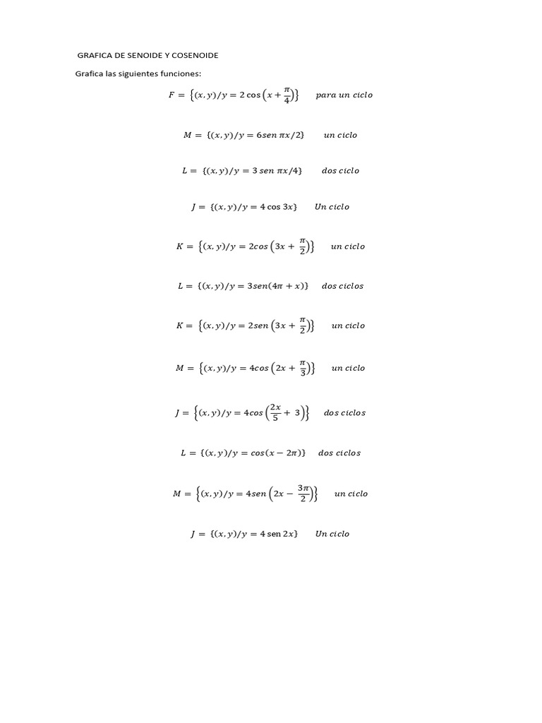 13.3 Gráfica Senoide y Cosenoide Identidades y Ecuaciones | PDF