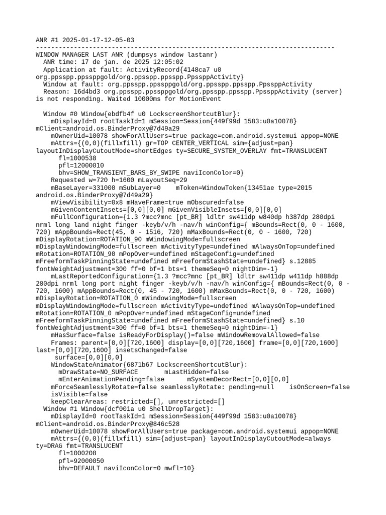 Dumpsys ANR WindowManager | PDF | Computing | Software