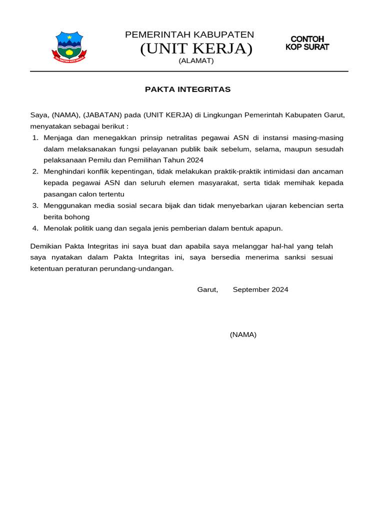 Contoh Fakta Integritas | PDF