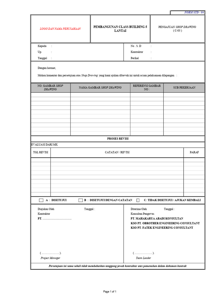Pengajuan Shop Drawing | PDF
