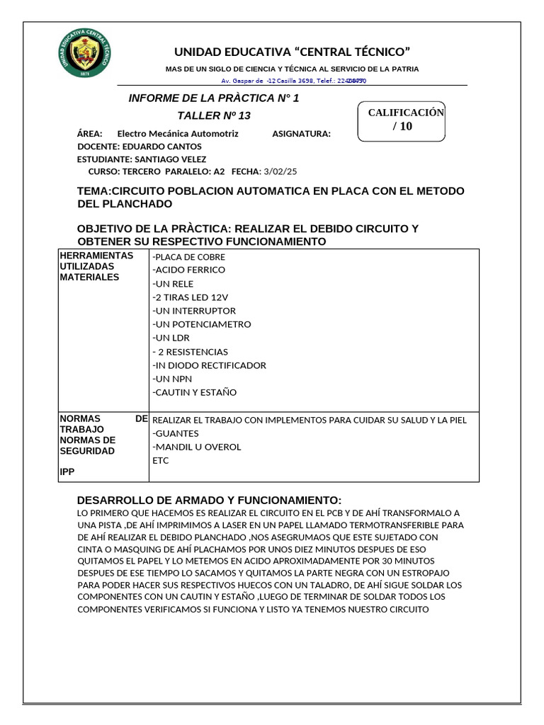 2024. informe de practicas (1) | PDF | Ingeniería Electrónica | Electrónica