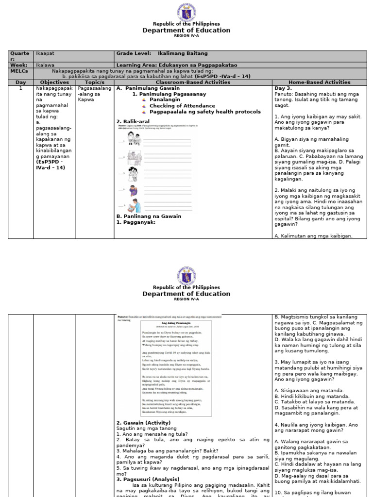 WLP-ESP-Q4-W-2 | PDF