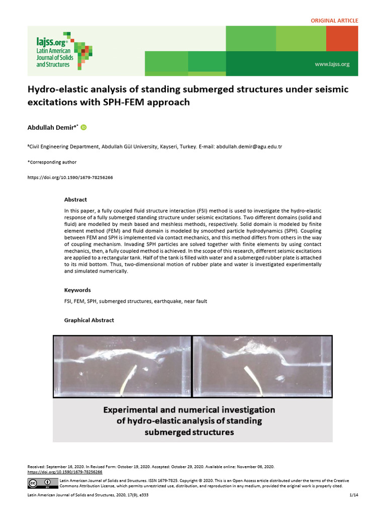 Hydro-Elastic Analysis of Standing Submerged Struc | PDF | Finite Element Method | Force