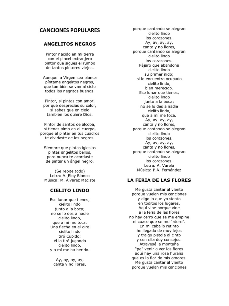 Canciones Populares | PDF | Madrid | Amor