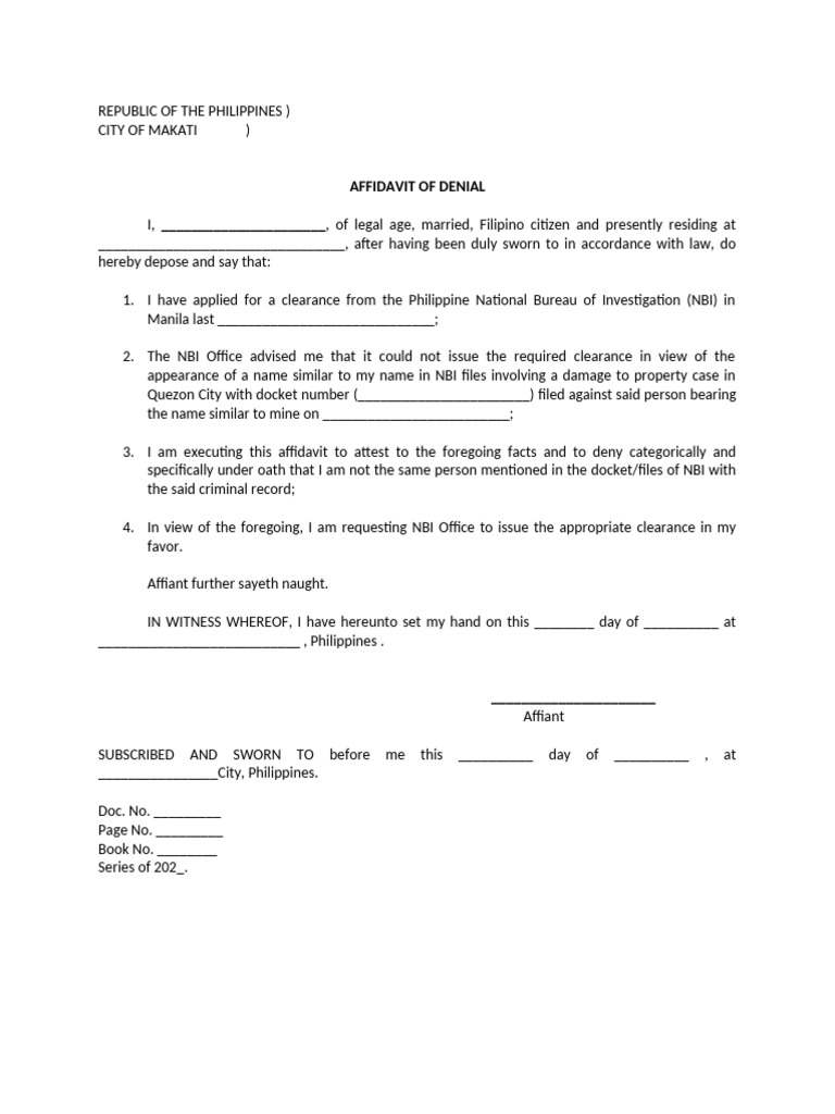 Affidavit of Denial | PDF