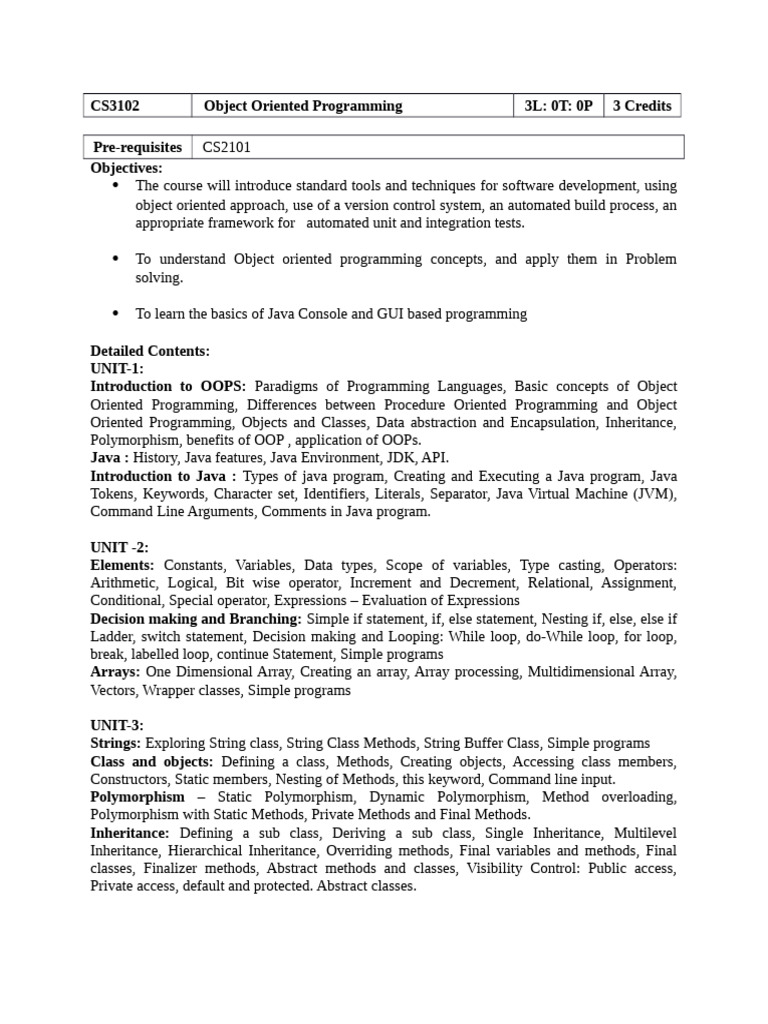 Object-Oriented Programming with Java | PDF | Class (Computer Programming) | Method (Computer ...