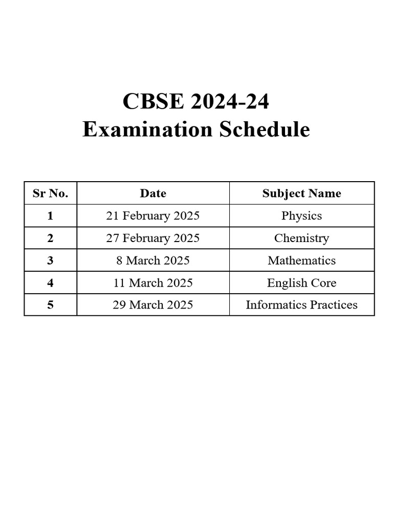 CBSE 2024-25 Exam Dates | PDF