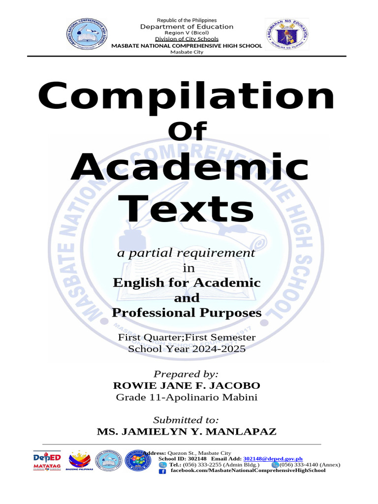 Academic Texts Compilation for EAPP | PDF | Morality | Essays